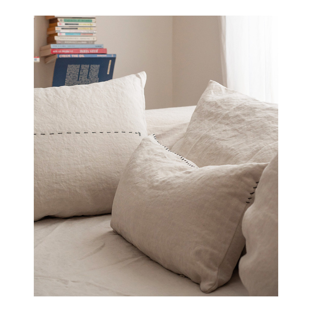 Bed and Philosophy Coussin BILL 100% Lin Fait Main Finition Point S...